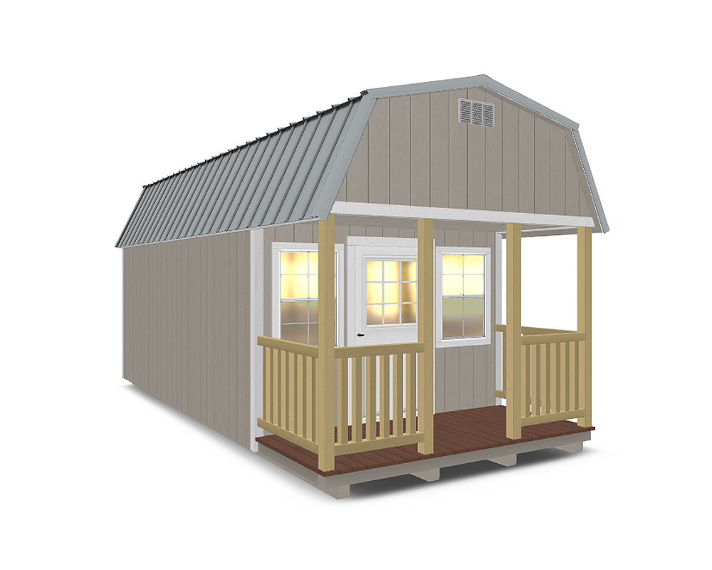 Corner Porch Lofted Barn Cabin - A1 Portable Buildings